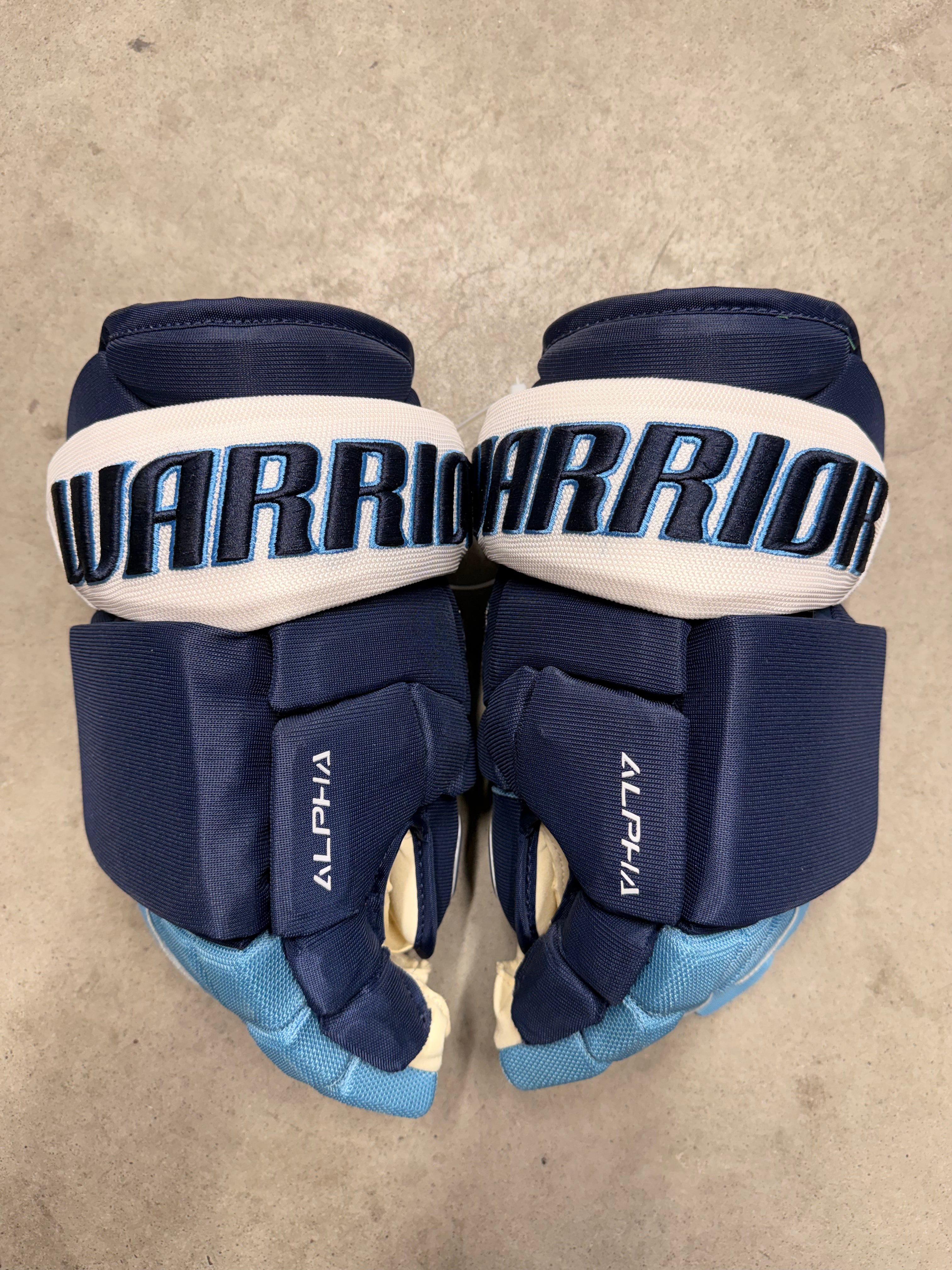14” Warrior Alpha Pro Custom Maine Univ. Hockey Gloves New - North Prostock